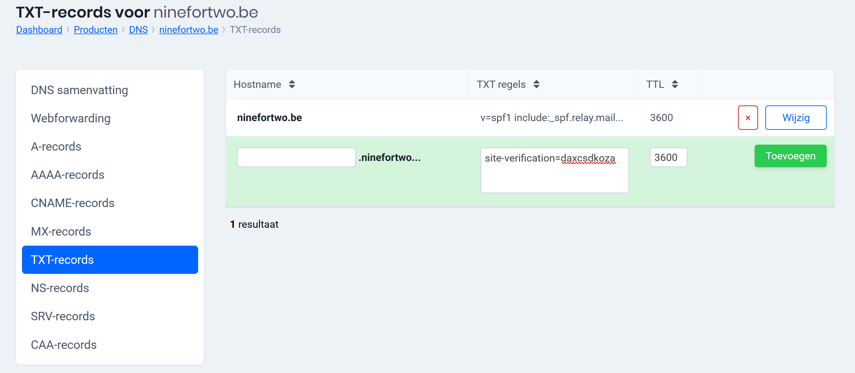 Hoe kan ik een TXT Record aanmaken? - Combell support